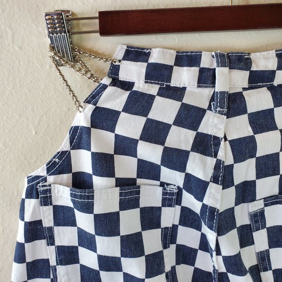 SHEIN | Jeans | Shein Womens White Checkered Print Cut Out Chain Detail ...